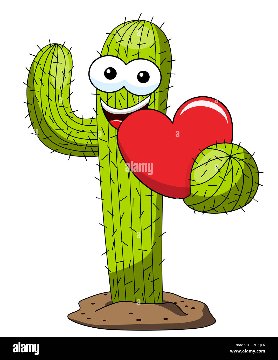 Cactus cartoon funny character vector heart love isolated on white ...