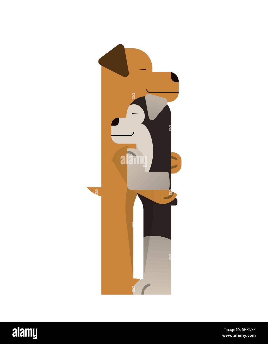 Two cute dogs hugging. Valentines day. Love vector illustration. Flat ...