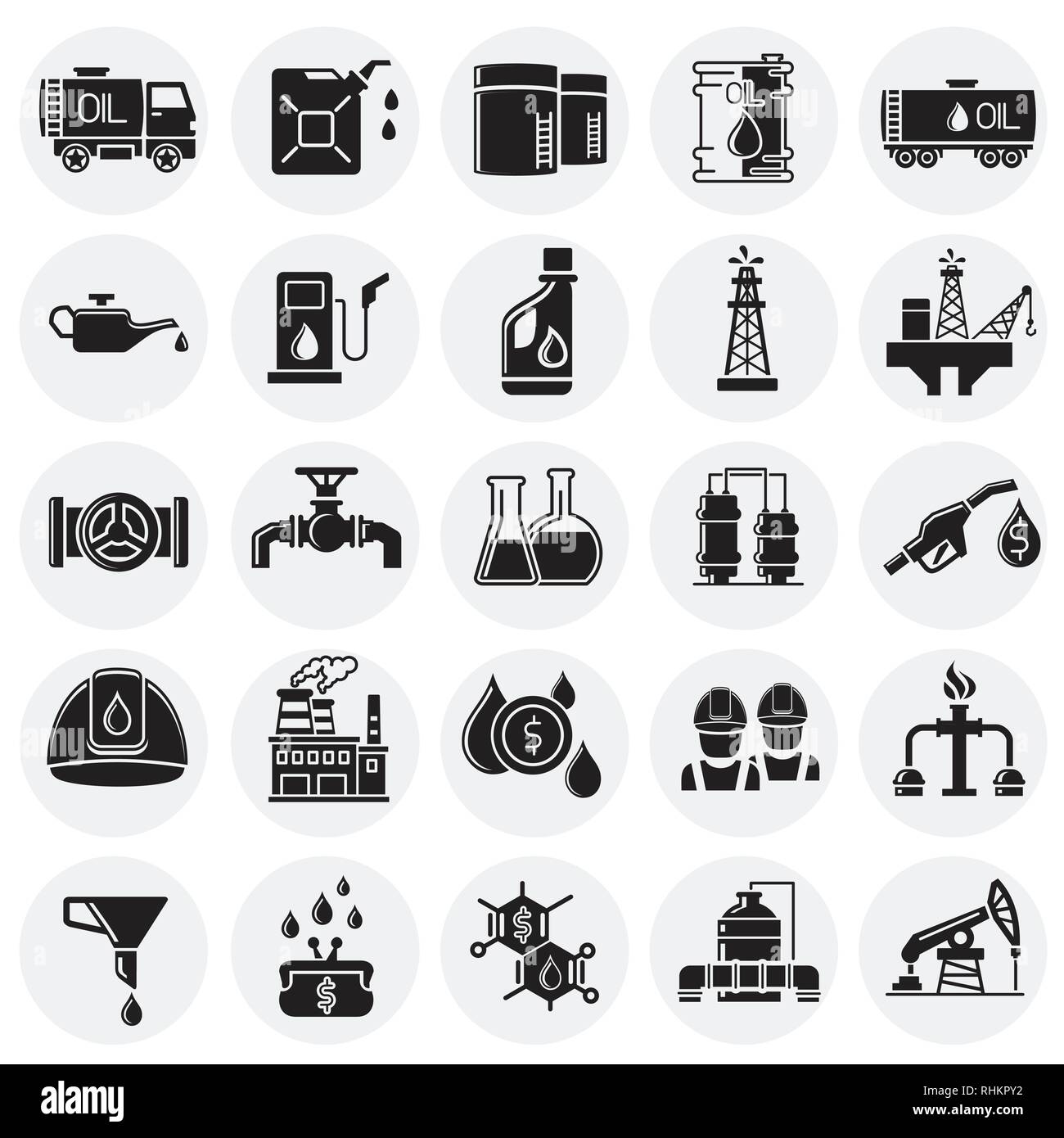 Oil industry icon set on circles background for graphic and web design ...