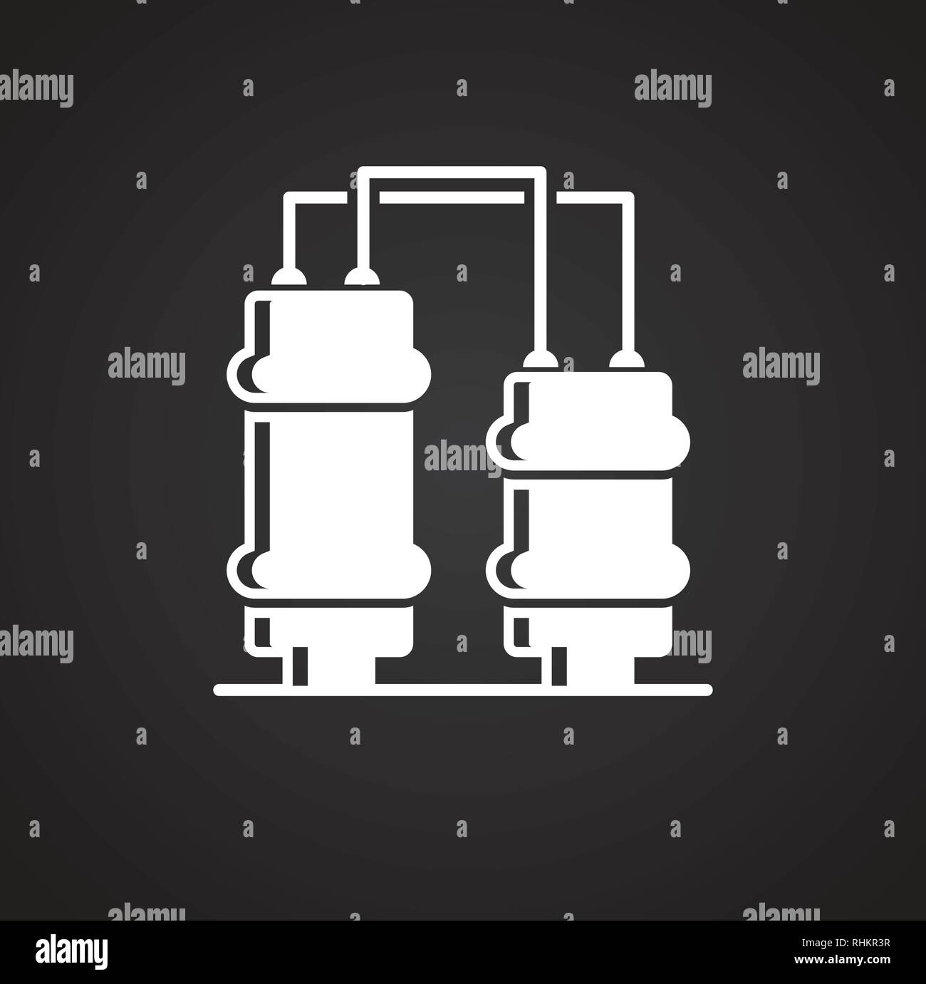 Oil refining industry icon on black background for graphic and web ...
