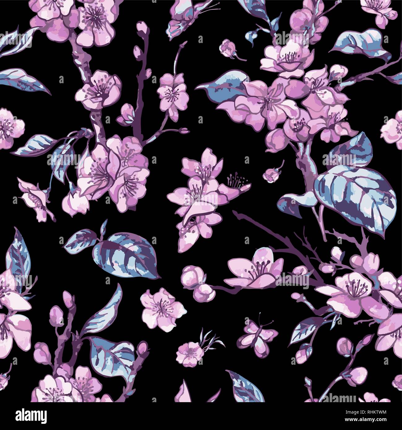 Vector spring seamless pattern, vintage floral bouquet with pink Stock ...