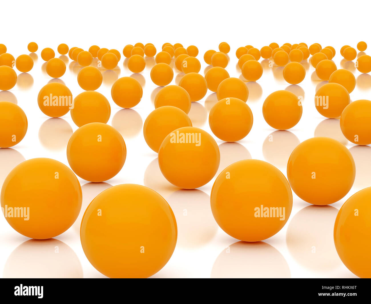 High resolution image orange spheres. 3d illustration over white ...