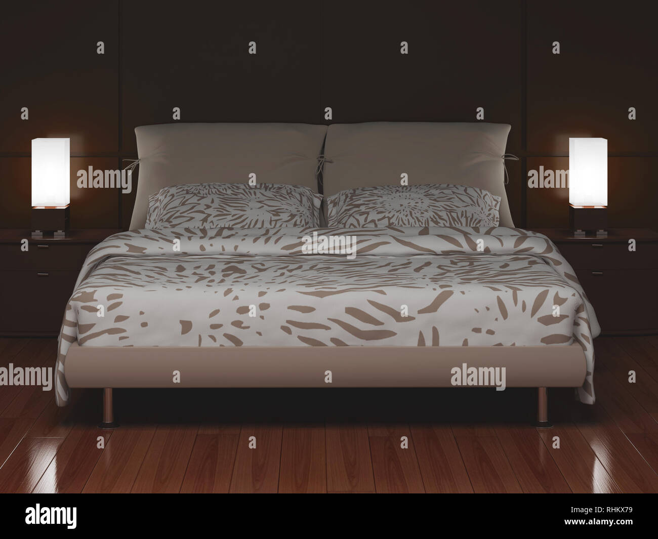 High resolution image interior. A bed in a bedroom Stock Photo - Alamy