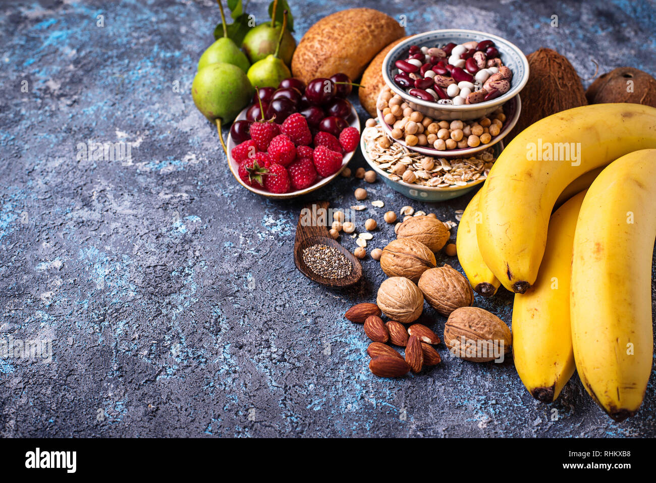 Products rich in fiber. Healthy diet food Stock Photo - Alamy