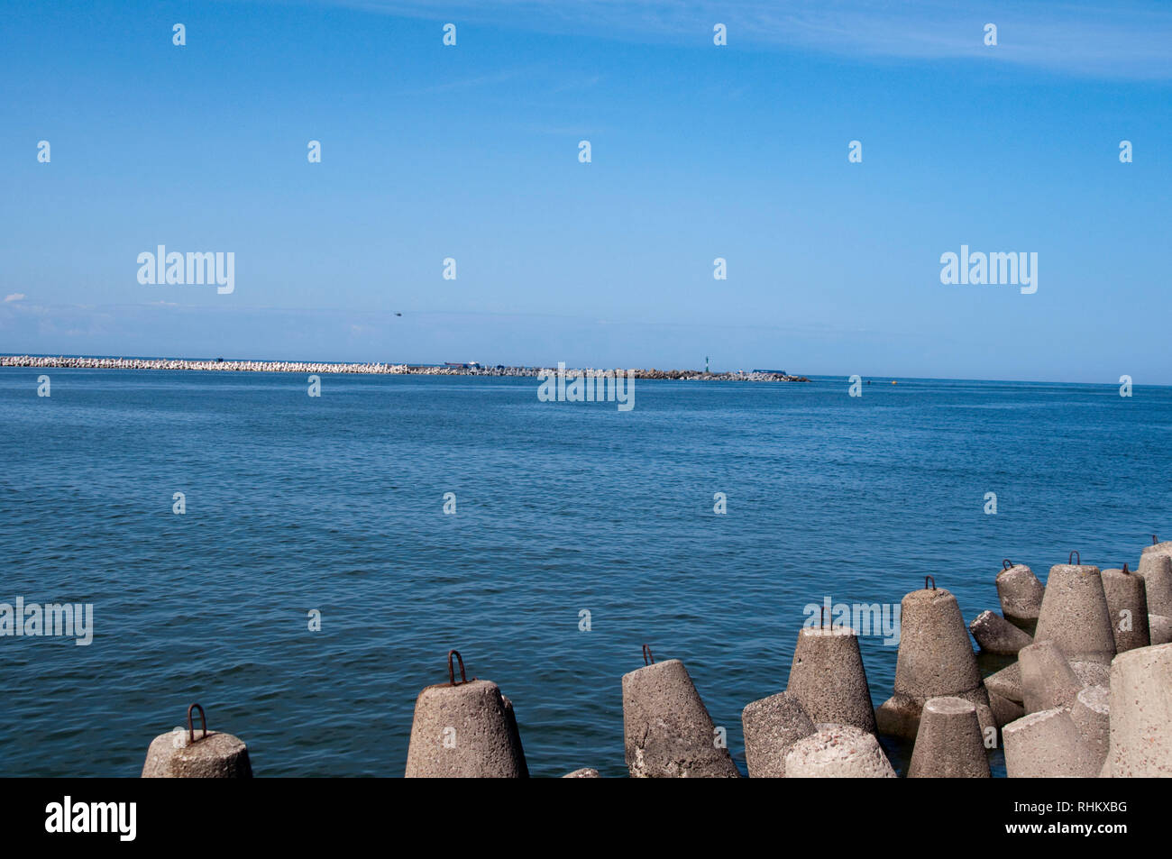 High resolution image. Wave absorber. Coast of Baltic sea Stock Photo ...
