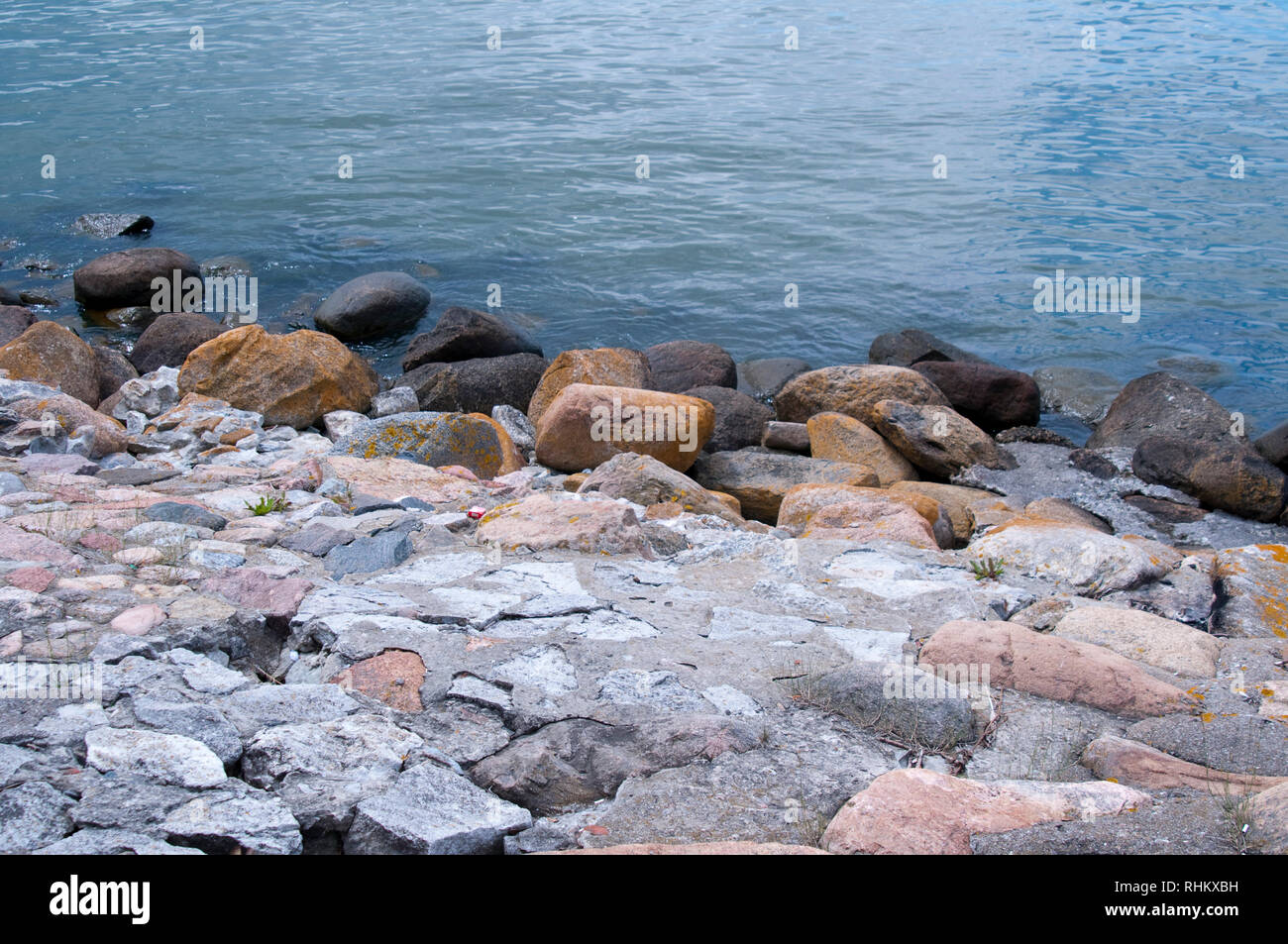 High resolution image. Wave absorber. Coast of Baltic sea Stock Photo ...