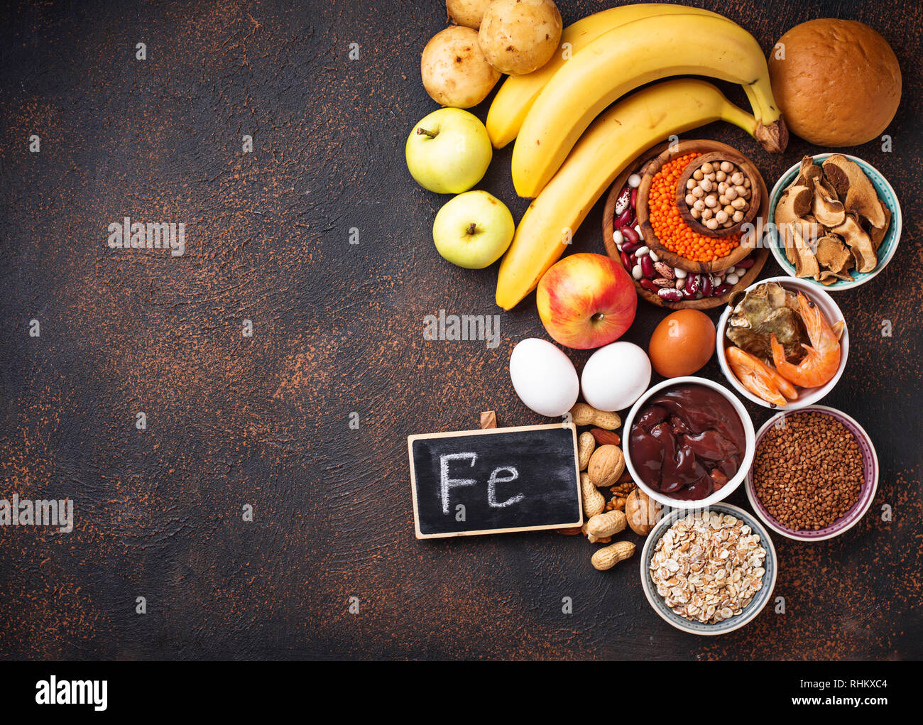 Healthy product sources of iron Stock Photo - Alamy
