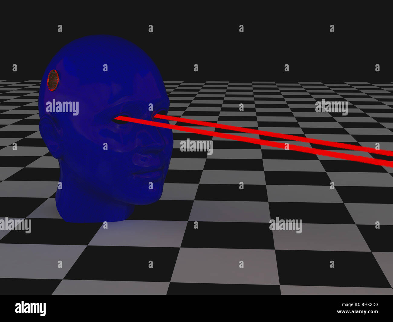 High resolution image head. 3d illustration. The head shoots the laser ...