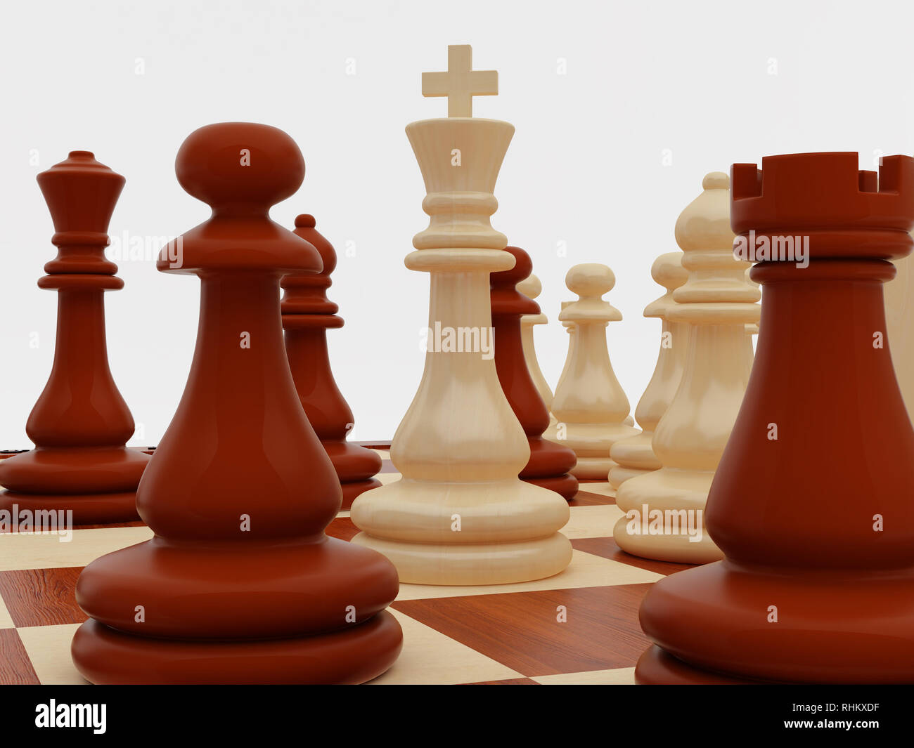 High resolution image chess on a white background. 3d illustration ...