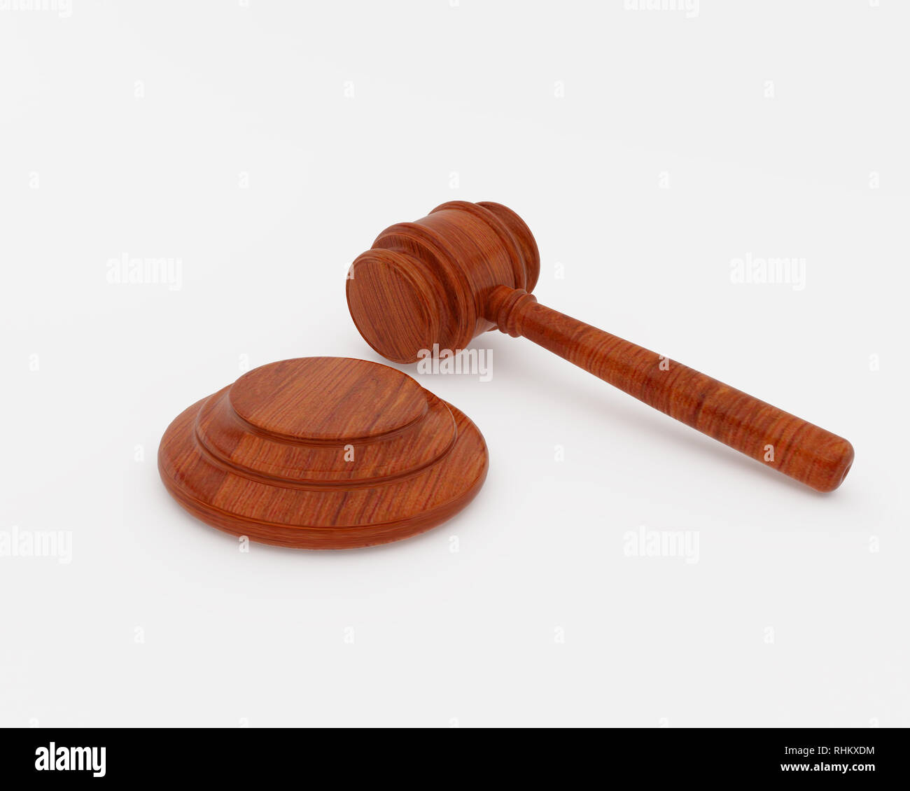 High resolution image judge hammer. 3d illustration over white ...
