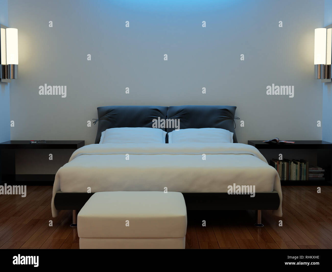 High resolution image interior. A bed in a bedroom Stock Photo - Alamy