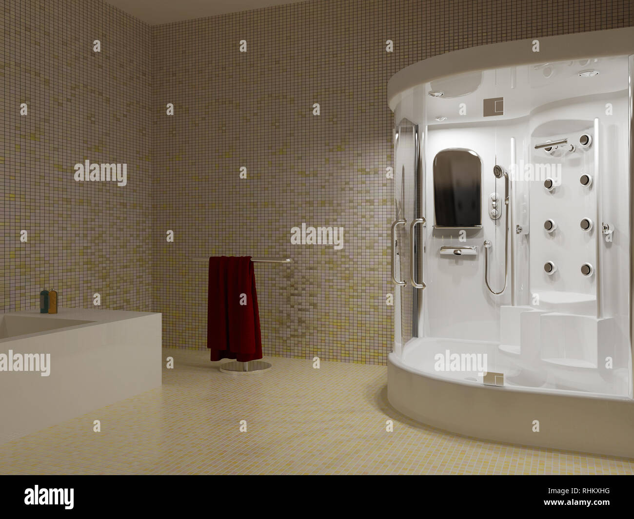 High resolution image interior. A bathroom in modern style. 3d ...
