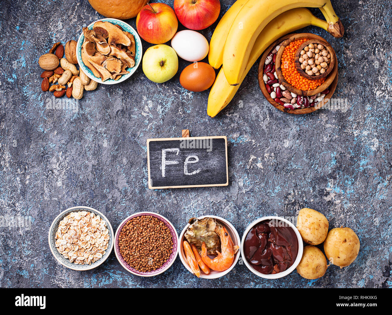 Healthy product sources of iron Stock Photo - Alamy