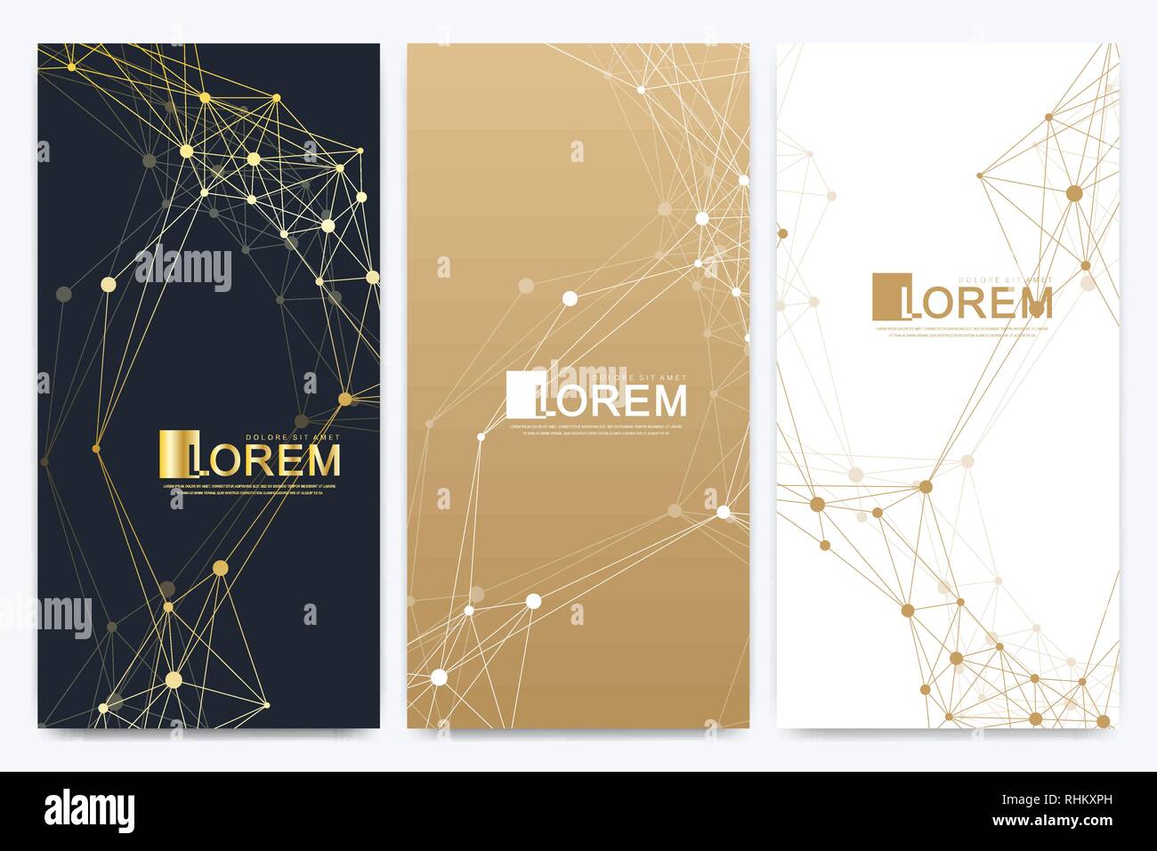 Modern set of vector flyers. Molecule and communication background ...