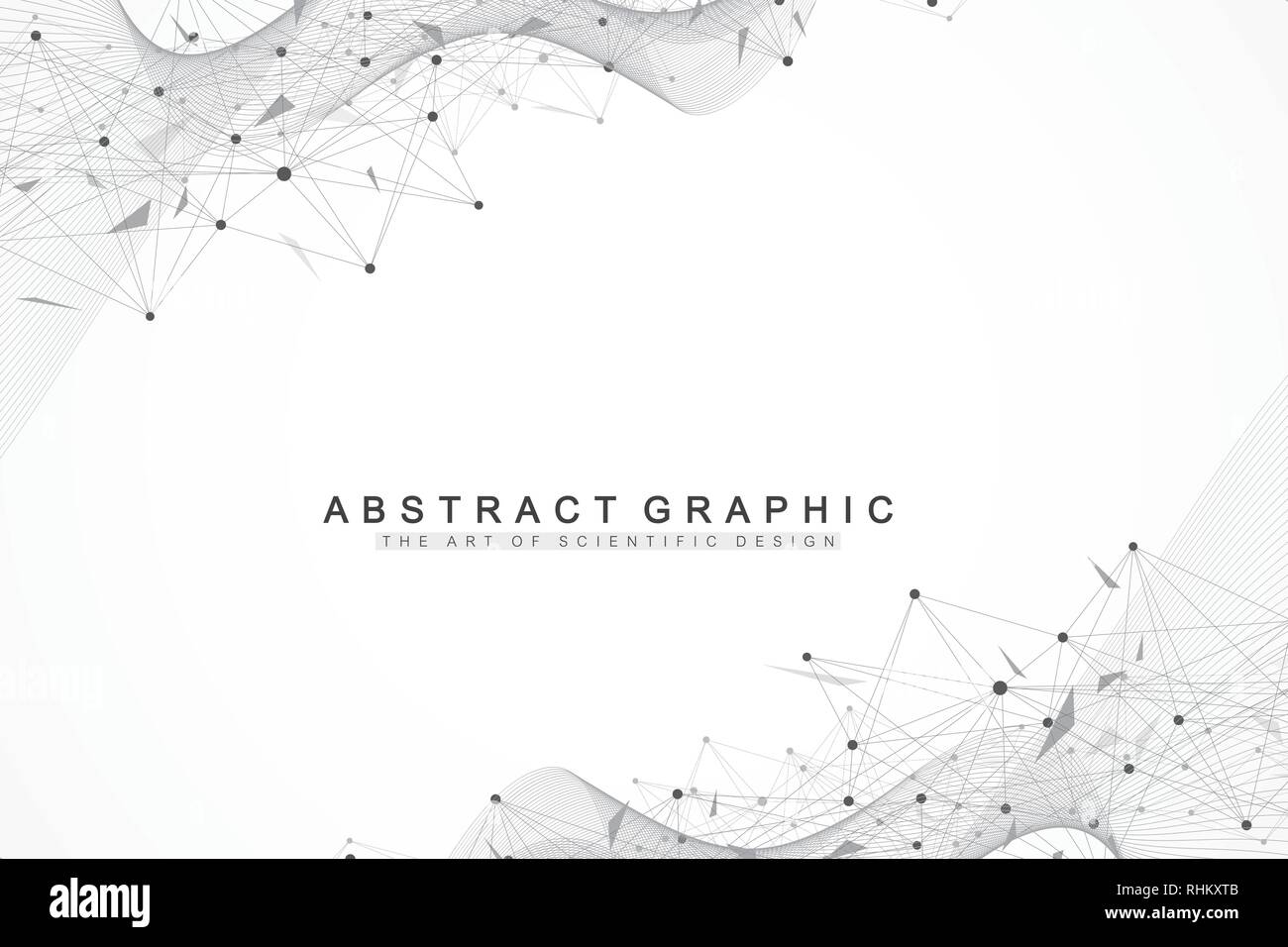Geometric abstract background with connected line and dots. Network and ...