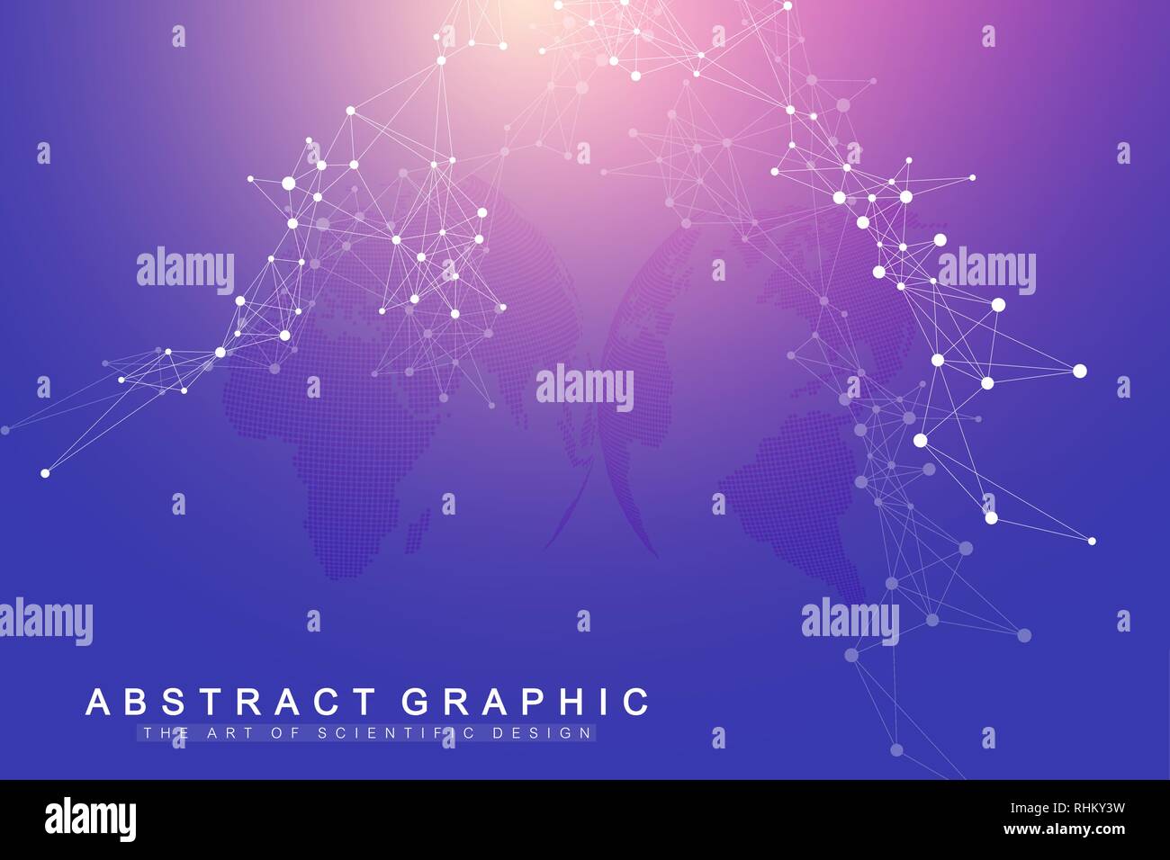 Technology abstract background with connected line and dots. Big data visualization. Artificial ...