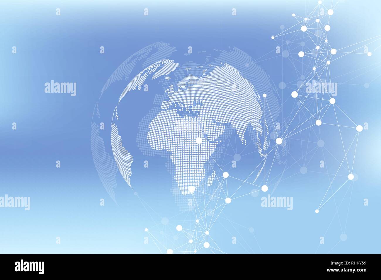 Geometric abstract background with connected line and dots. Network and ...