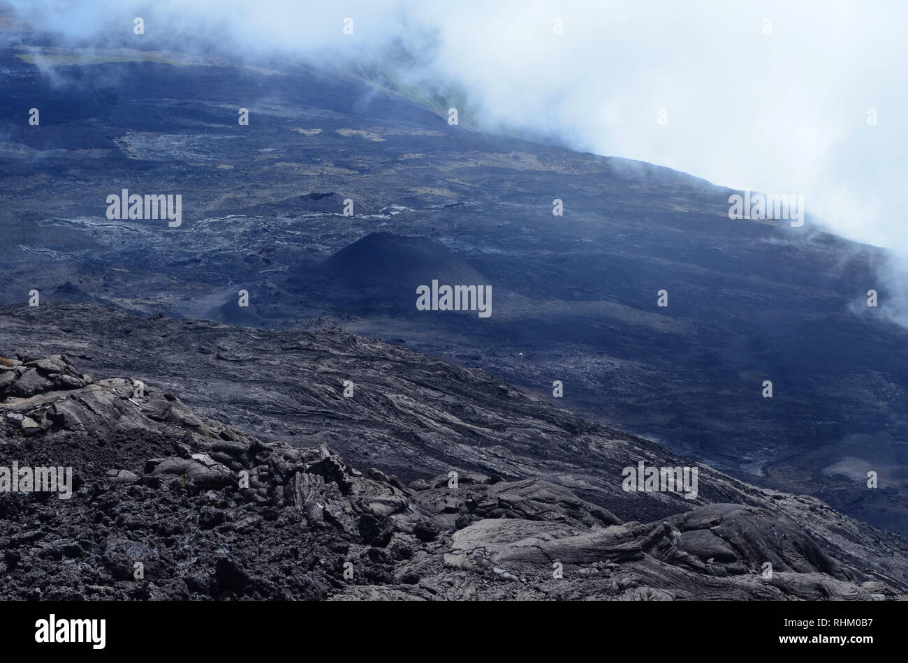 Lava fields in the slopes and caldera of Piton de la Fournaise, an ...