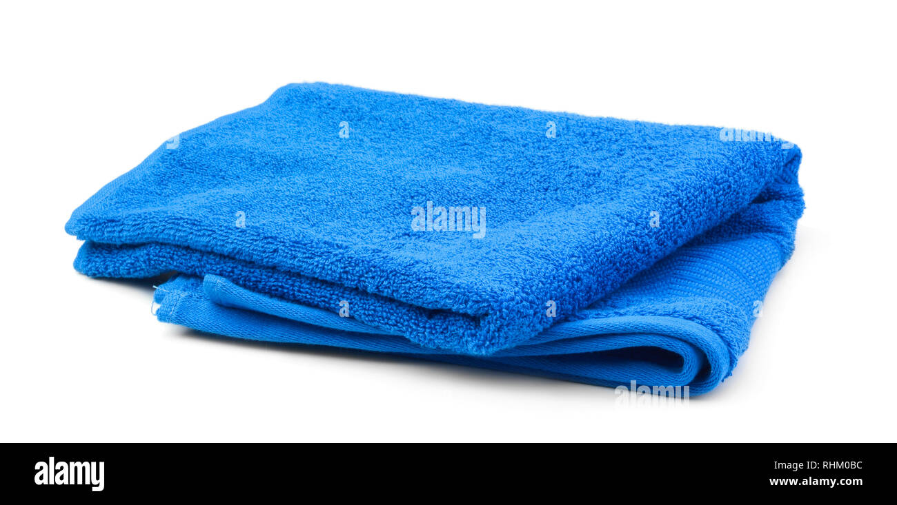 Blue towel isolated on white background Stock Photo - Alamy