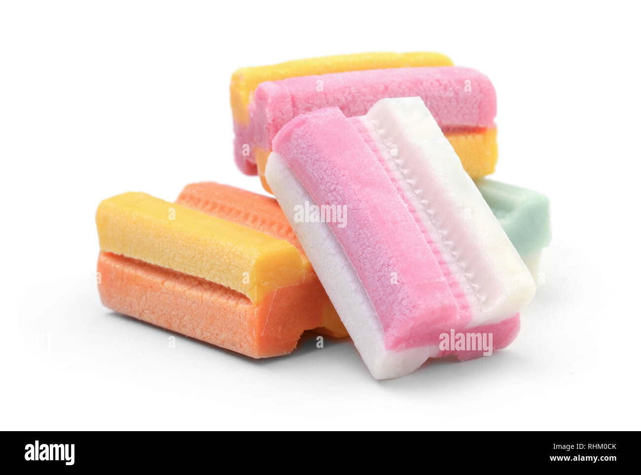 Heap of multicolored chewing gum isolated on white background Stock ...