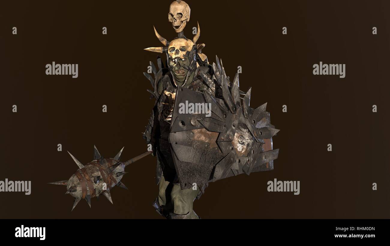 fierce orc fighter 3d render Stock Photo - Alamy
