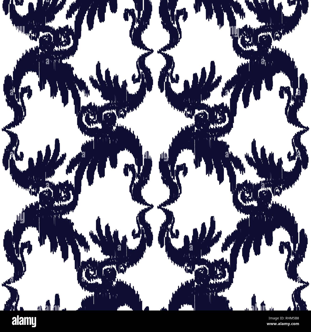 Blue and white elegant seamless pattern. Vintage vector monogram ...