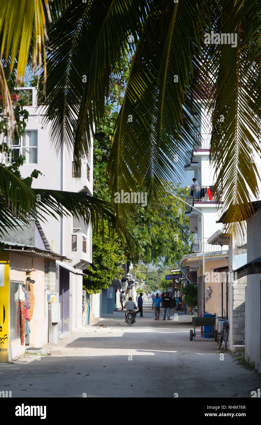Maldives lifestyle - street view, Rasdhoo island, Rasdhoo atoll, the ...