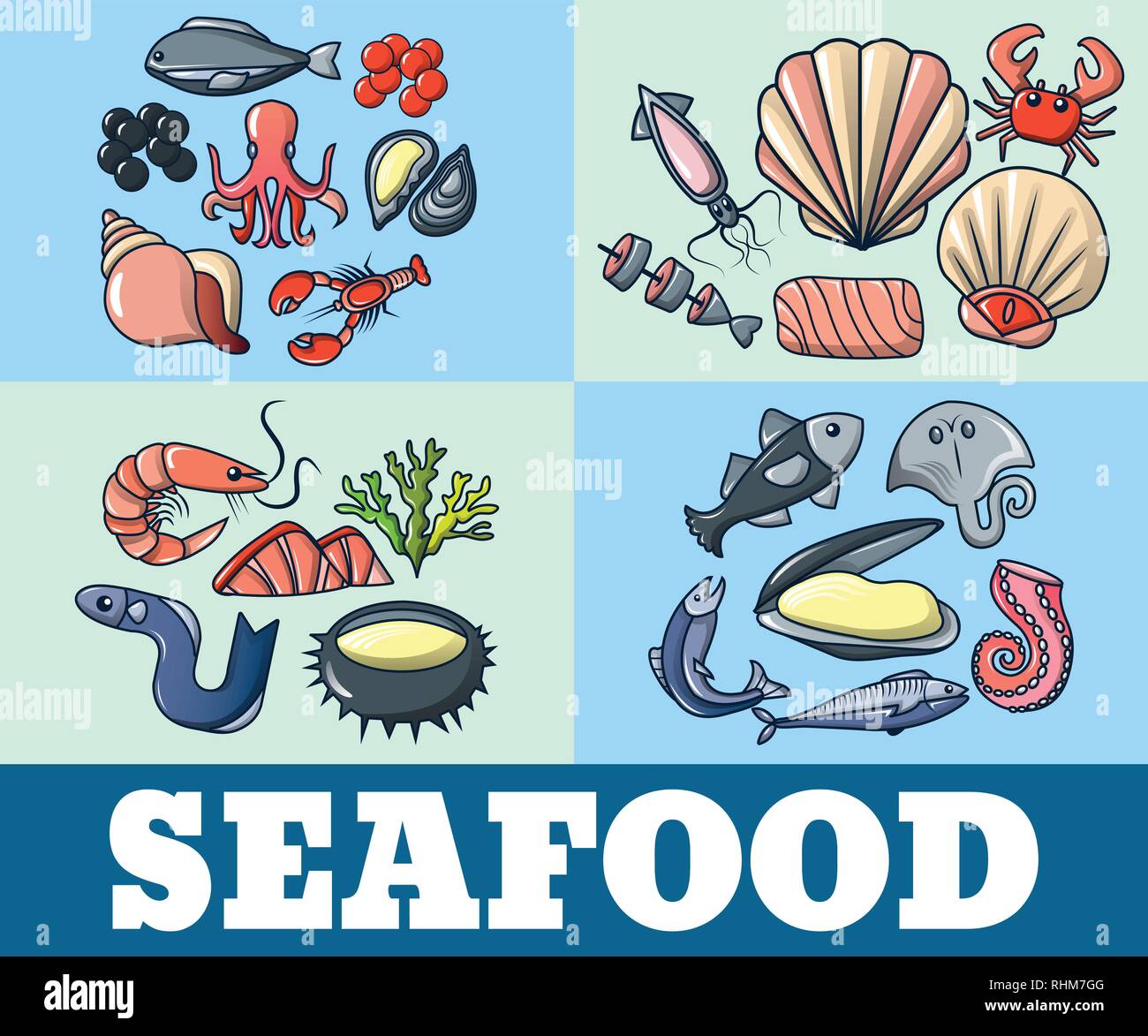 Seafood concept banner, cartoon style Stock Vector Image & Art - Alamy