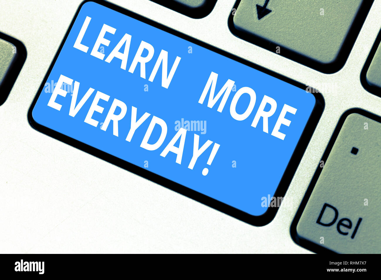 Text sign showing Learn More Everyday. Conceptual photo Getting knowledge in different subjects ...