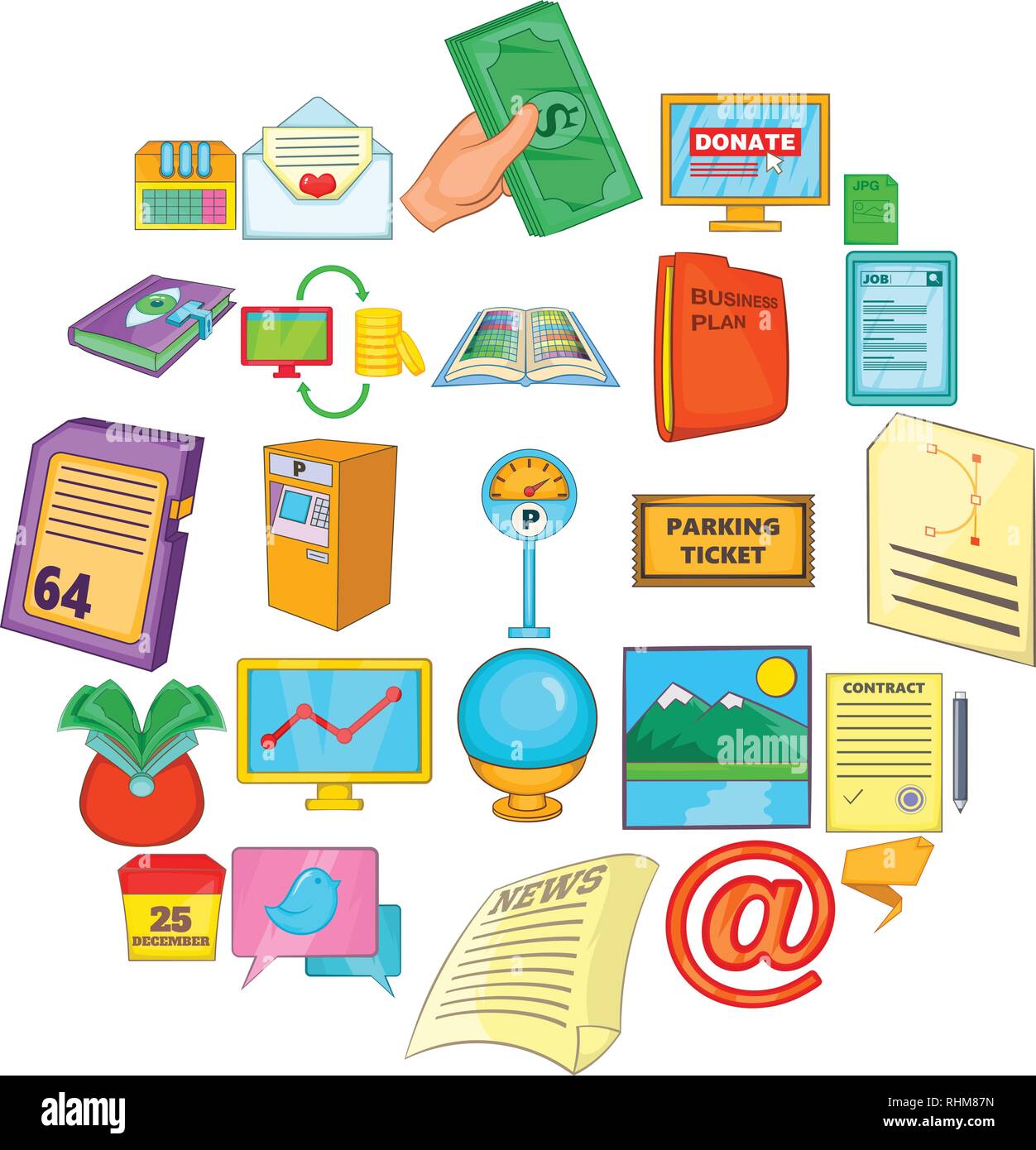 Paper icons set, cartoon style Stock Vector Image & Art - Alamy