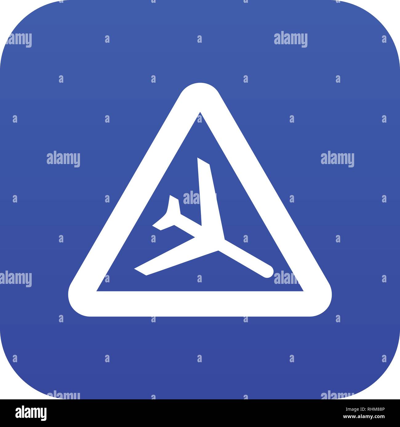 Warning sign of low flying aircraft icon digital blue Stock Vector ...