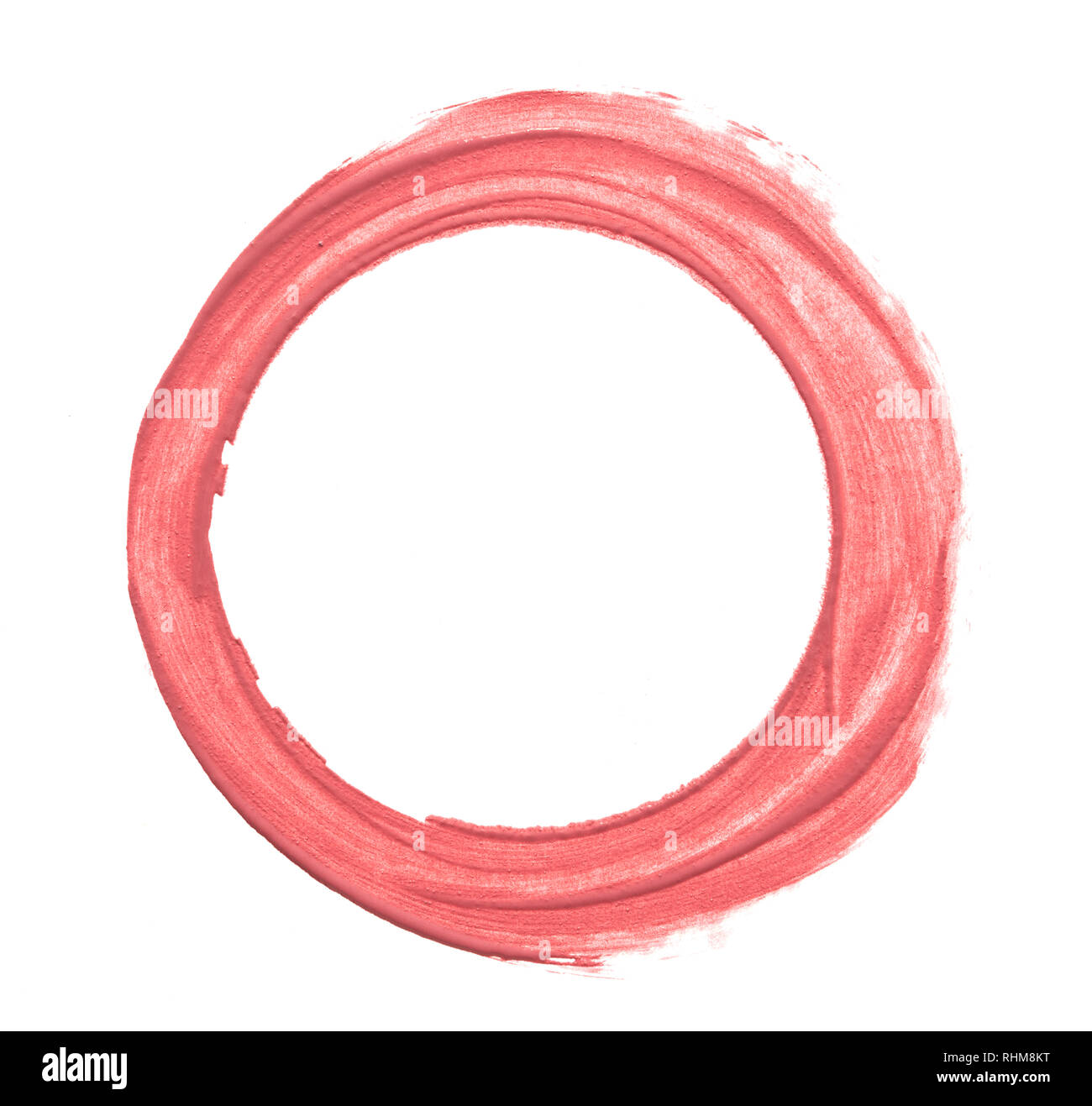 Pink makeup smear of lip gloss round shape isolated on white background ...