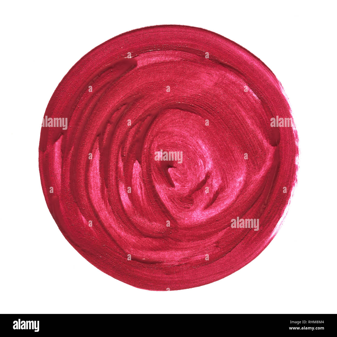 Makeup smear of lip gloss round shape isolated on white background ...