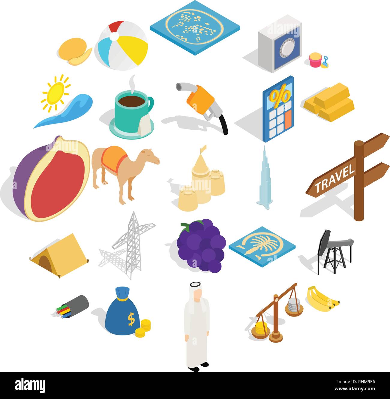 Arabic icons set, isometric style Stock Vector Image & Art - Alamy