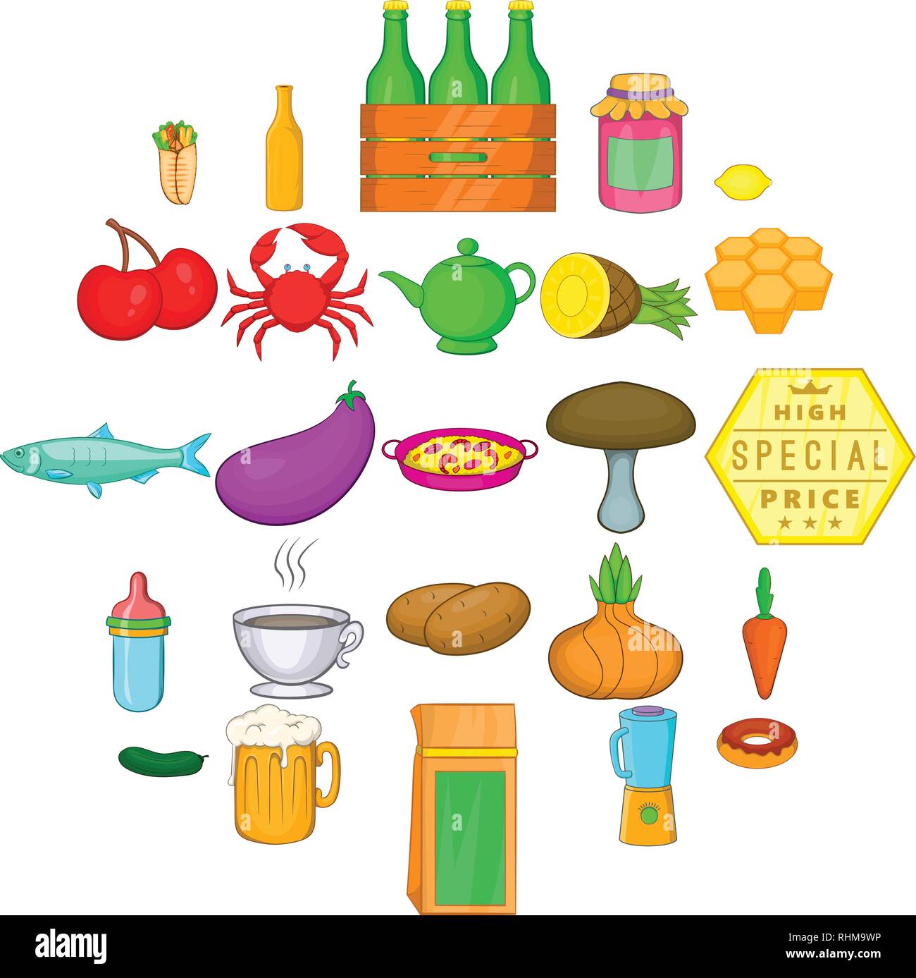 Eat up icons set, cartoon style Stock Vector Image & Art - Alamy