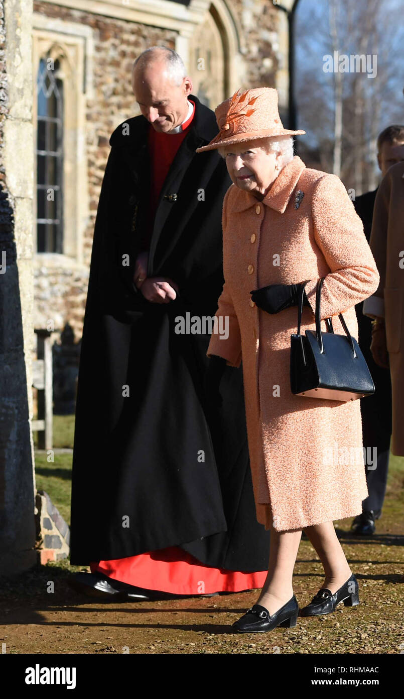 Queen Elizabeth II arrives to attend a Sunday church service at St ...
