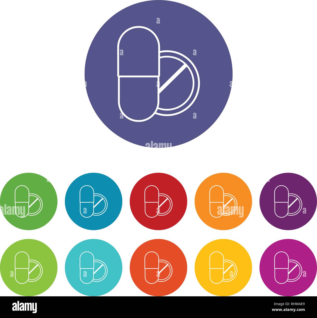 Pill and tablet icons set vector color Stock Vector Image & Art - Alamy