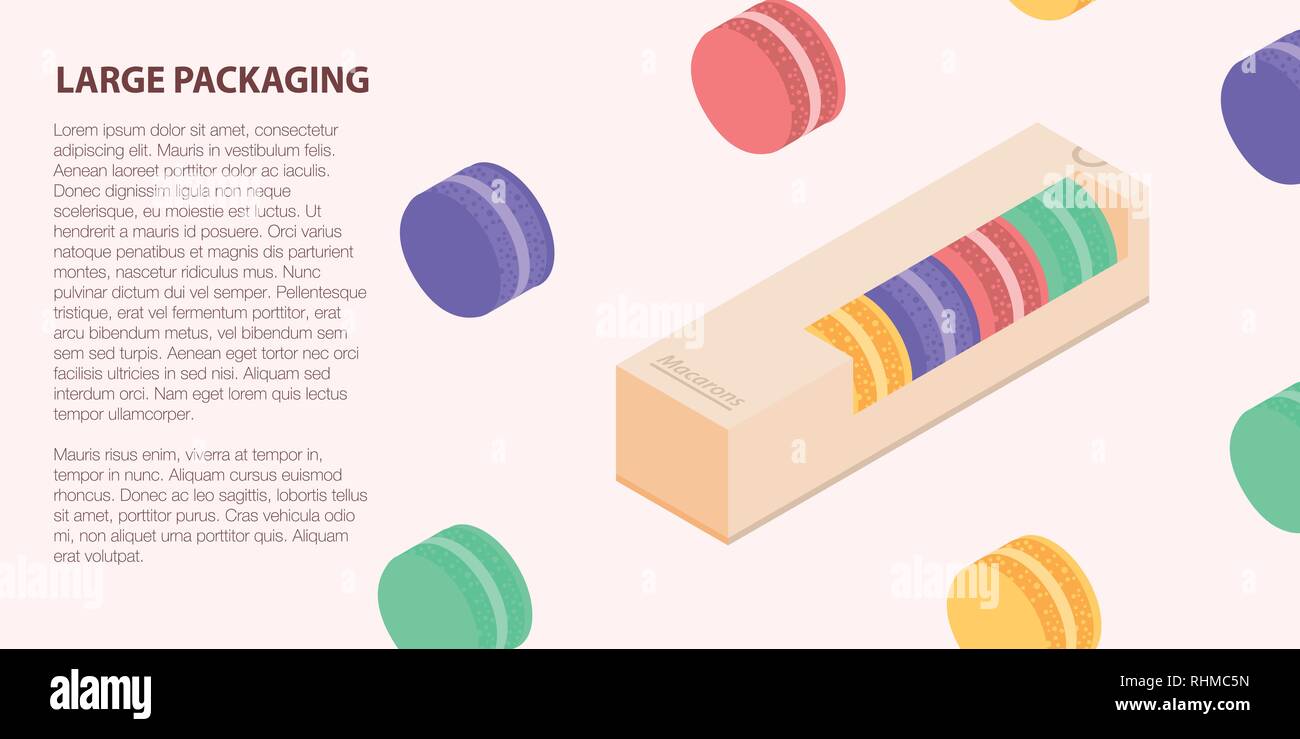 Large macaroon packing banner, isometric style Stock Vector Image & Art ...