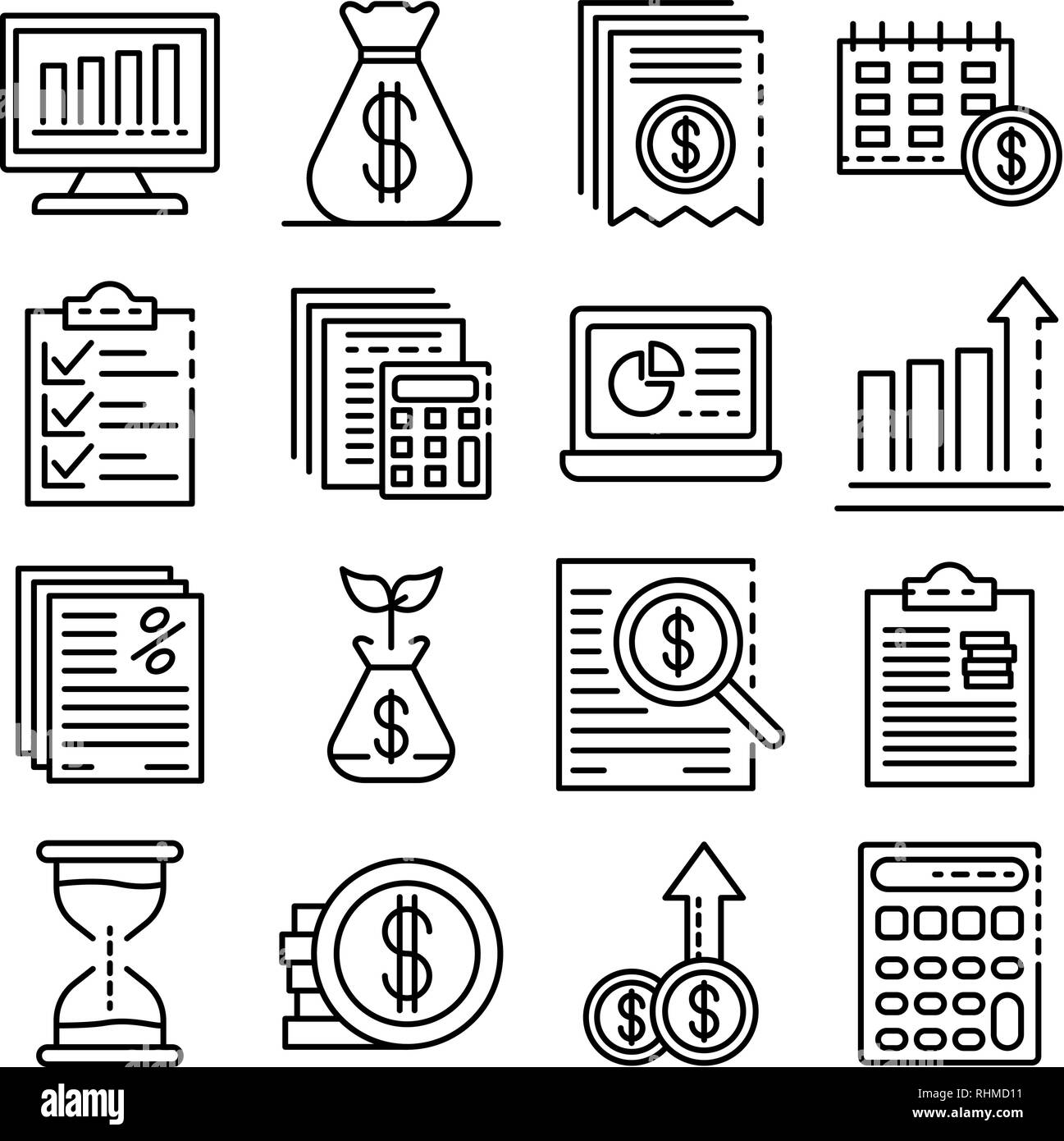 Expense report icons set, outline style Stock Vector Image & Art - Alamy