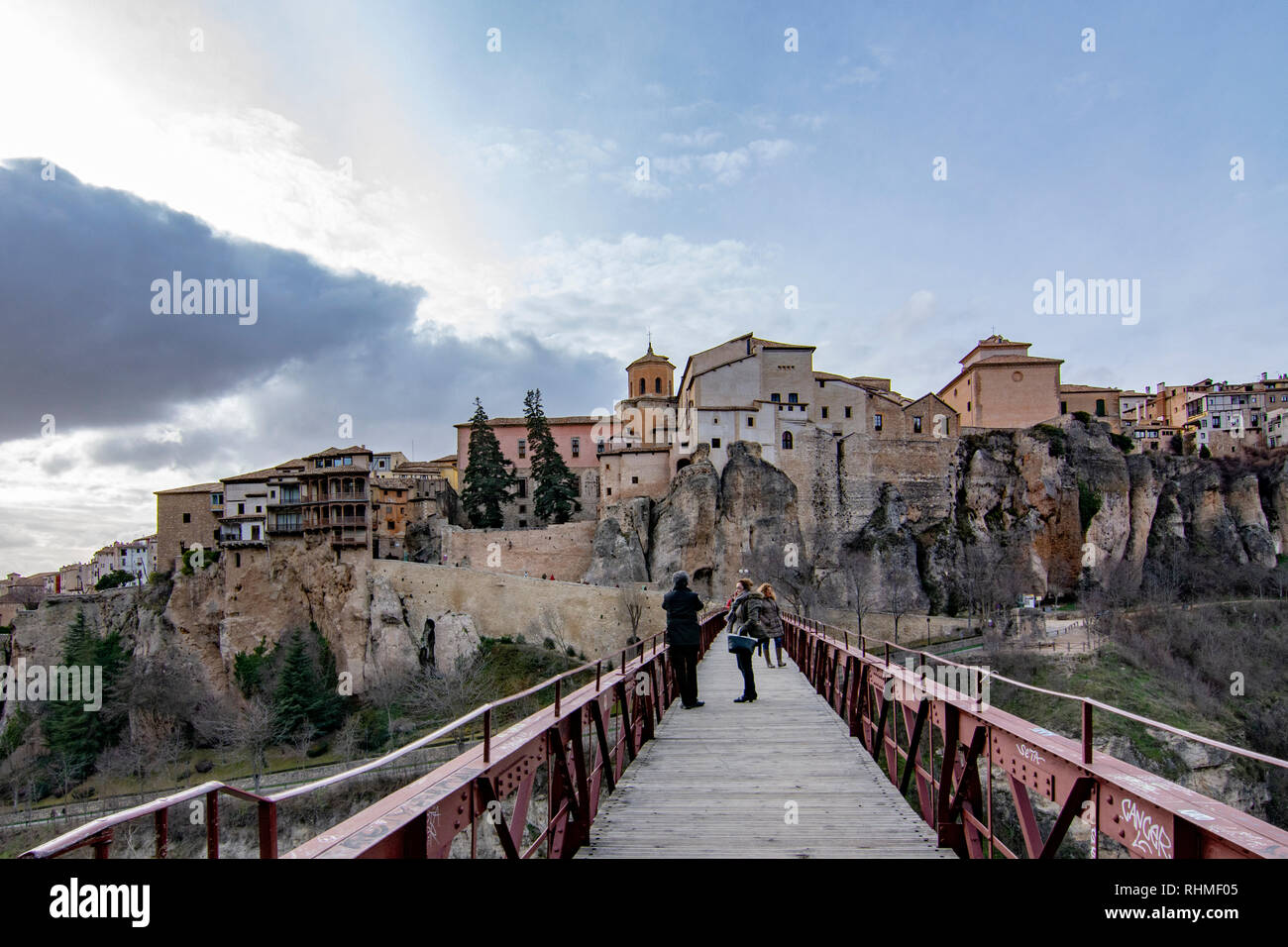 Cuenca , Spain; February 2017: This view shows the Hanging Houses ...