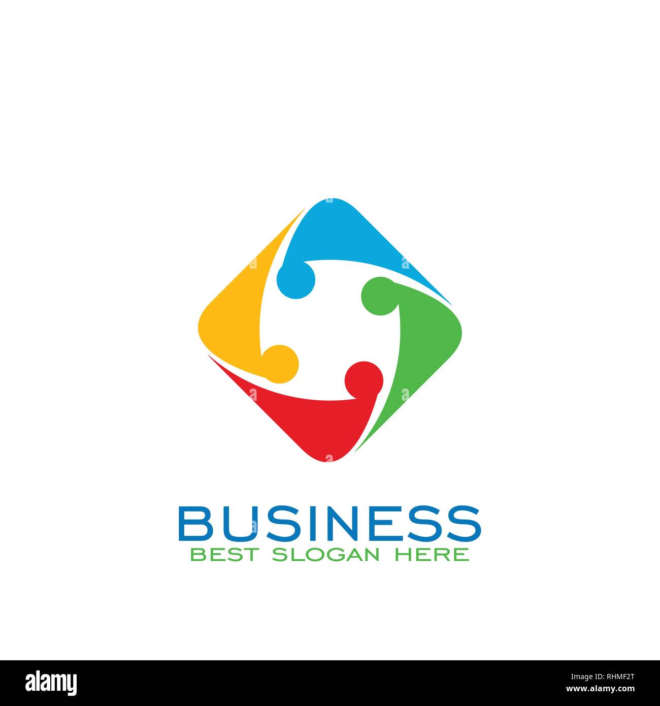 square people logo, teamwork flat logo colorful design Stock Vector ...
