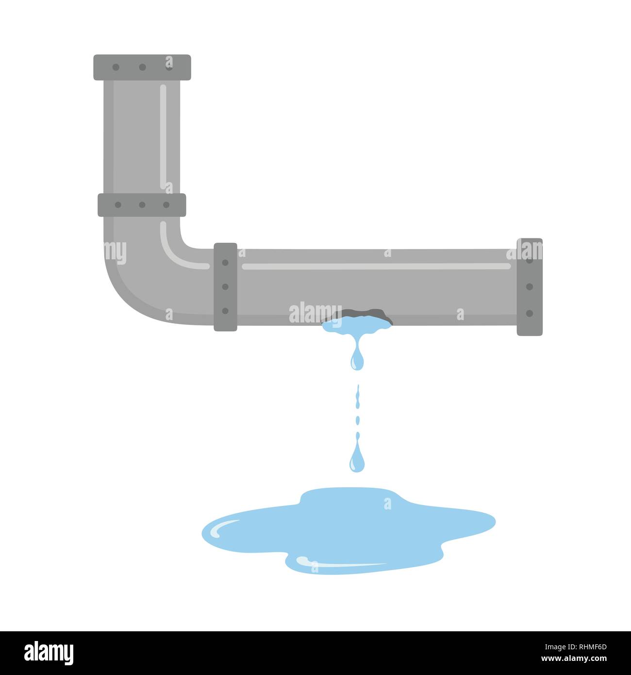 Leaking pipe with flowing water vector illustration Stock Vector Image & Art - Alamy