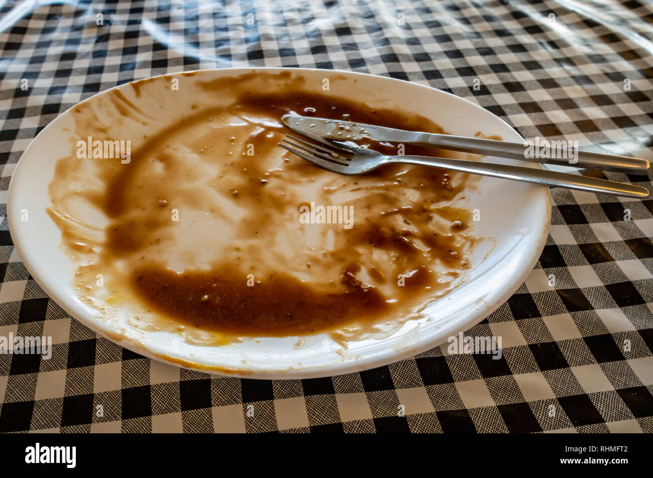 A empty plate after a meal has been eaten in a cafe, in Doncaster ...