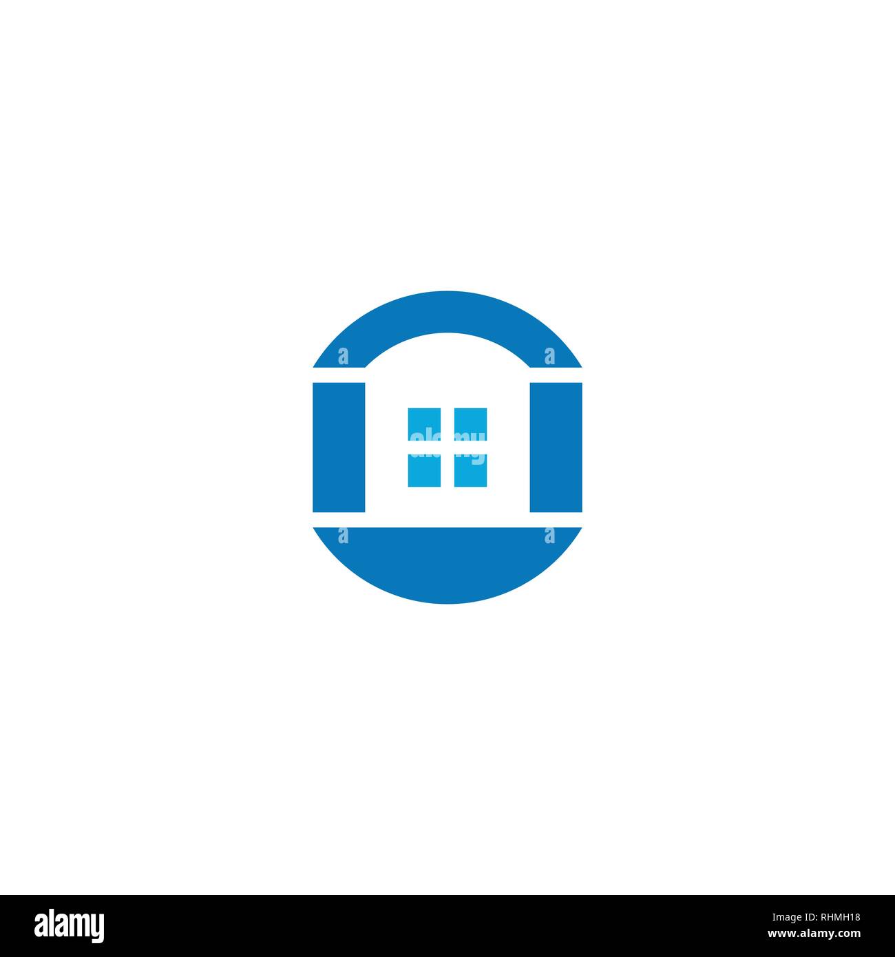 blue house logo, vector icon flat design on white background Stock ...