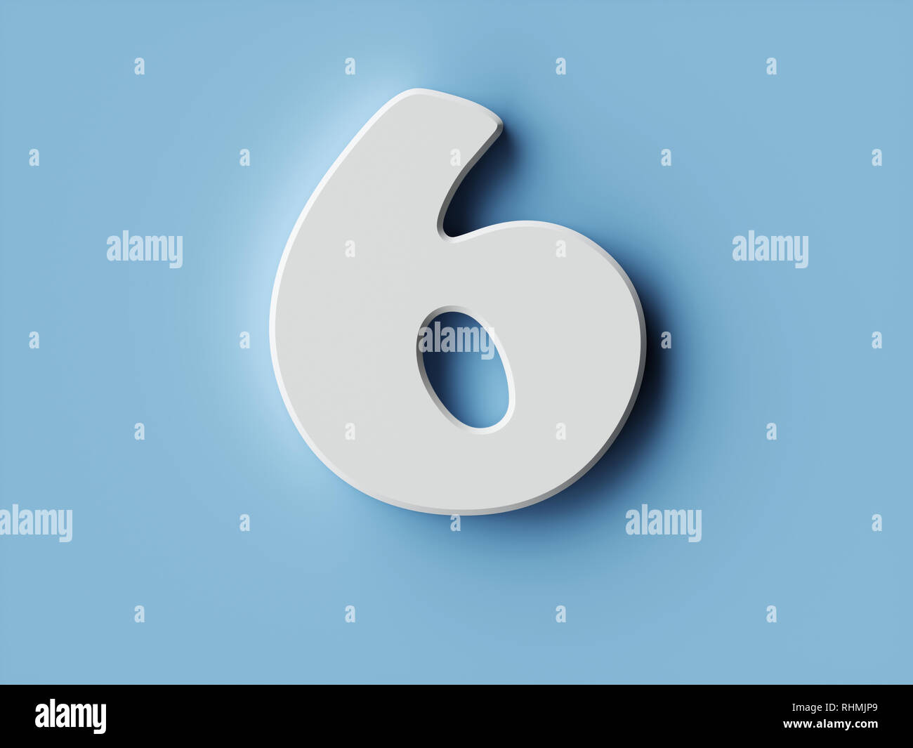 White paper digit alphabet character 6 six font. Front view number 6 ...