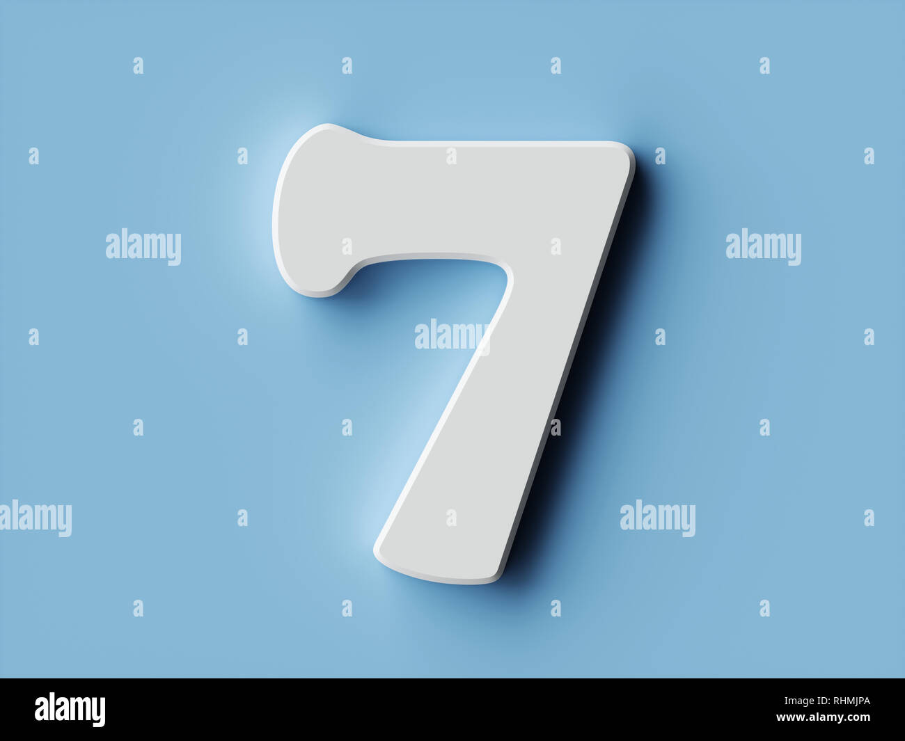 White paper digit alphabet character 7 seven font. Front view number 7 ...