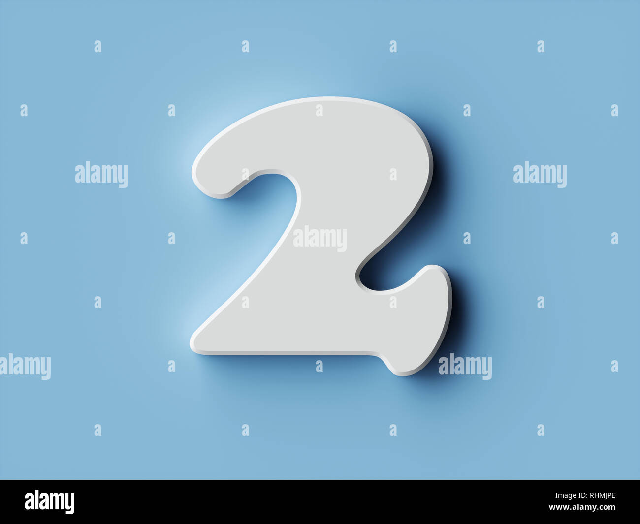White paper digit alphabet character 2 two font. Front view number 2 ...