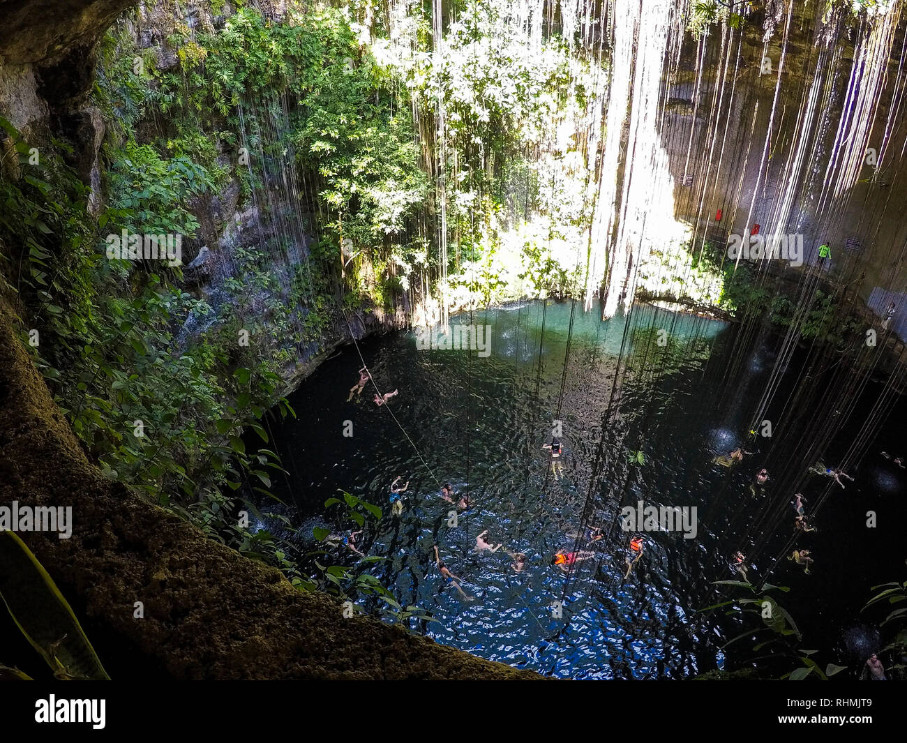 Cenote Ik Kil, Yucatan, Mexico-02-28-2017: Details of the well known ...