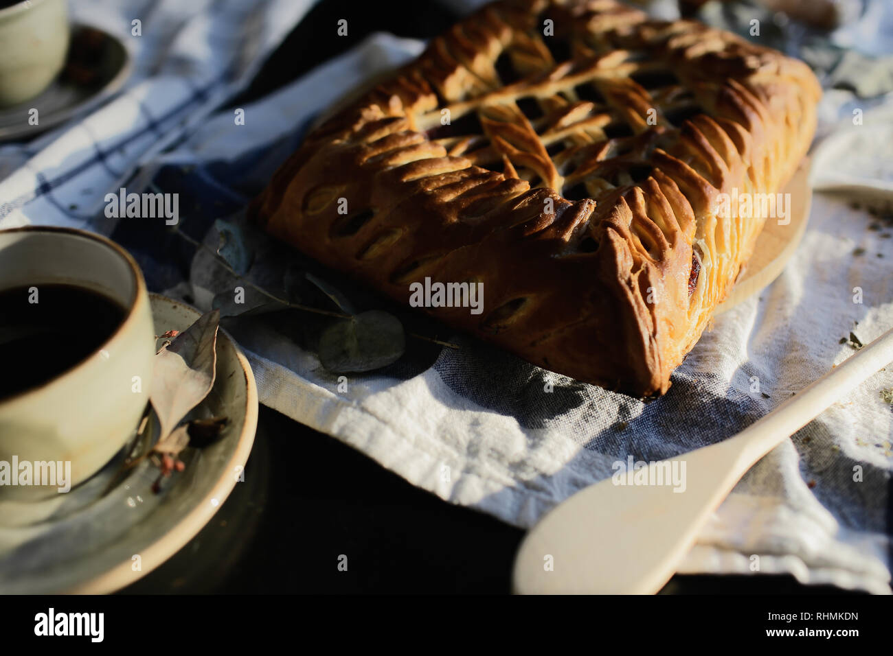 Best cake for Breakfast on the coffee table in the morning Stock Photo ...