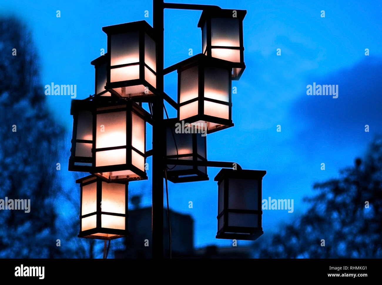 Lamp light city light lantern office building skyscraper facade hi-res ...